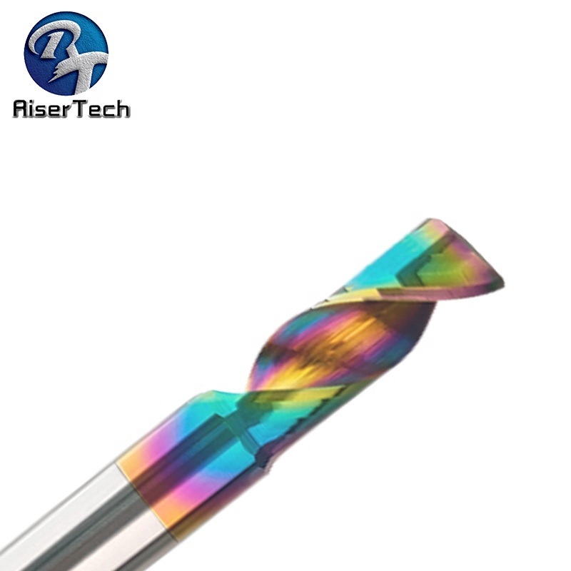 Aluminum Copper Single Flute End Mill With Colorful DLC Coating 3mm ...